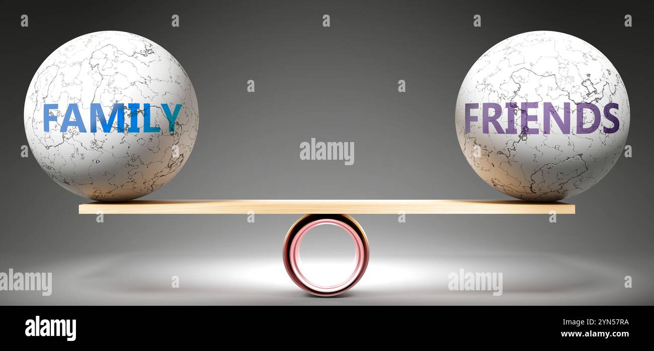 Family and friends in balance. A metaphor showing Family in equilibrium ...
