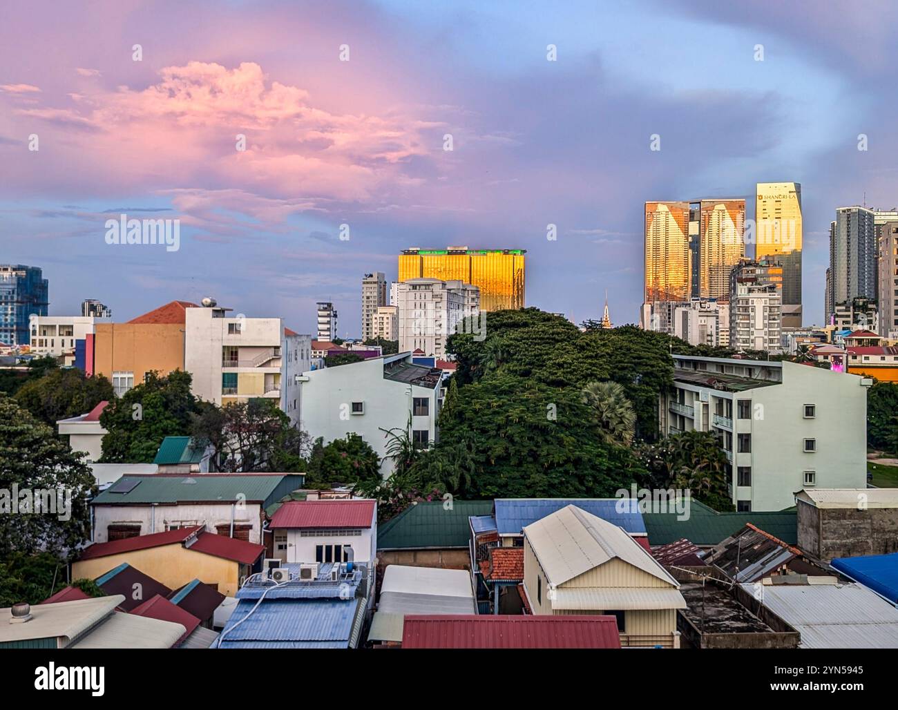 High point of view of Phnom Phen city skyline before sunset Stock Photo ...