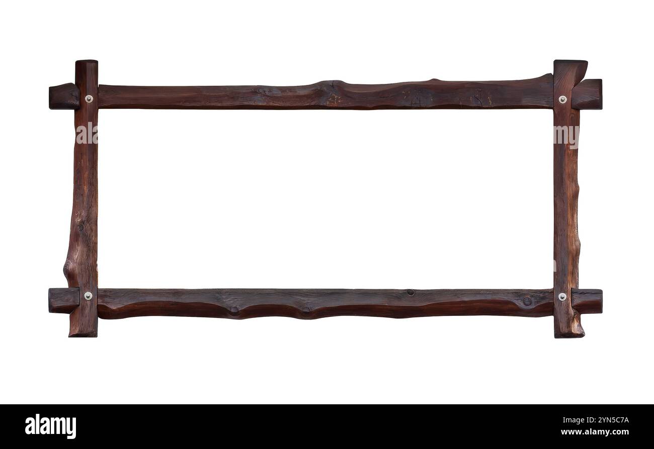 Rustic Wooden Frame with Natural Wood Grain, Dark Brown Finish, and ...