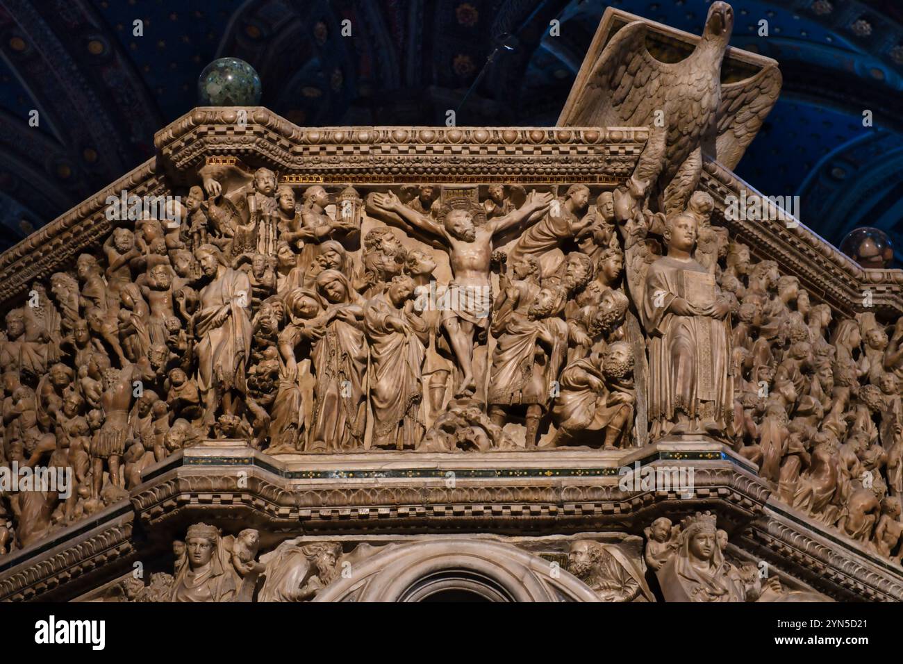 Details on Pulpit in Siena Cathedral made from Carrara Marble in Gothic ...