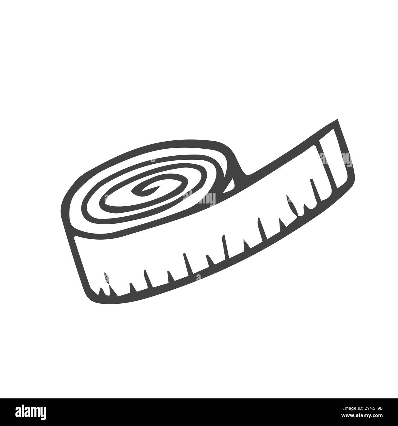 Outline doodle illustration of tape measure. Hand drawn sketch of ...