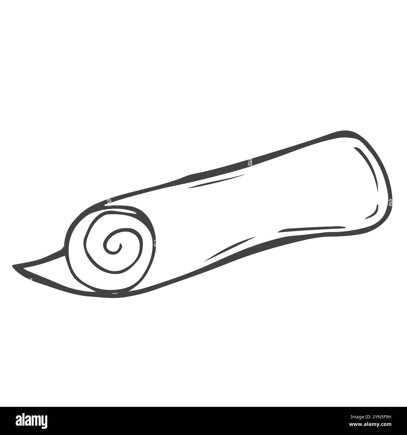 Single, hand drawn yoga mat. In doodle style, black outline isolated on ...