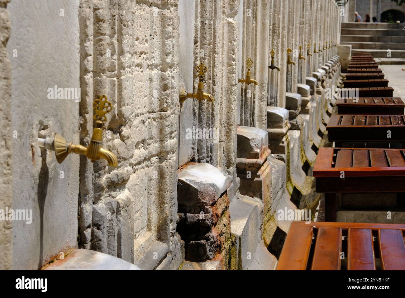 Area for washing before prayers, Suleymaniye Mosque, Istanbul, Turkey ...