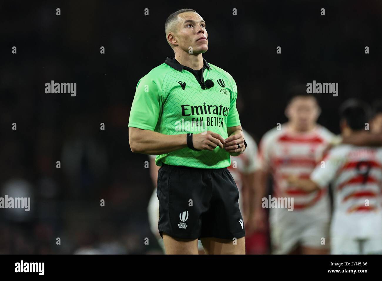 Referee Craig Evans looks up at the big screen during the Autumn ...