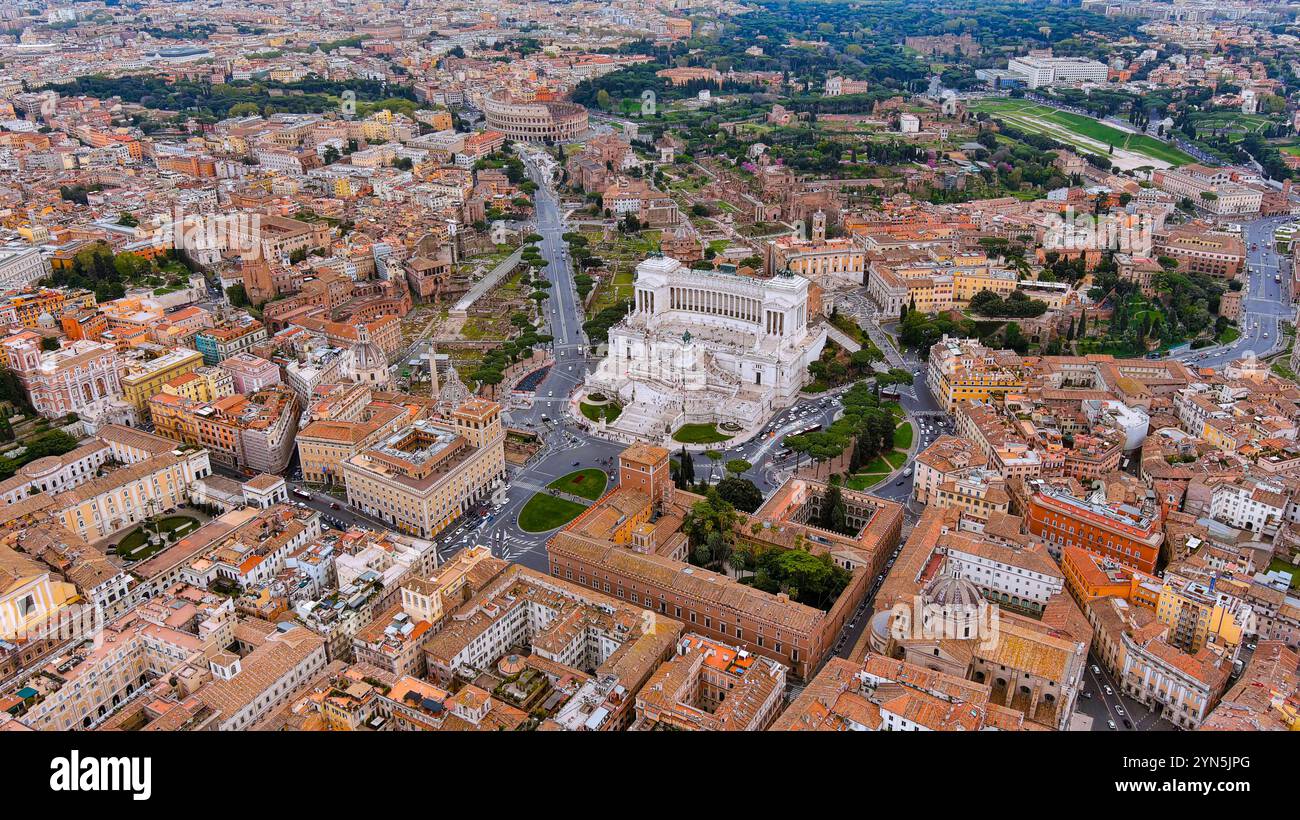 Epic view of Ancient Rome landmarks including the Colosseum and Victor ...