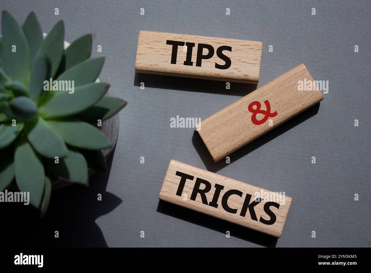 Tips and tricks symbol. Wooden blocks with words Tips and tricks ...