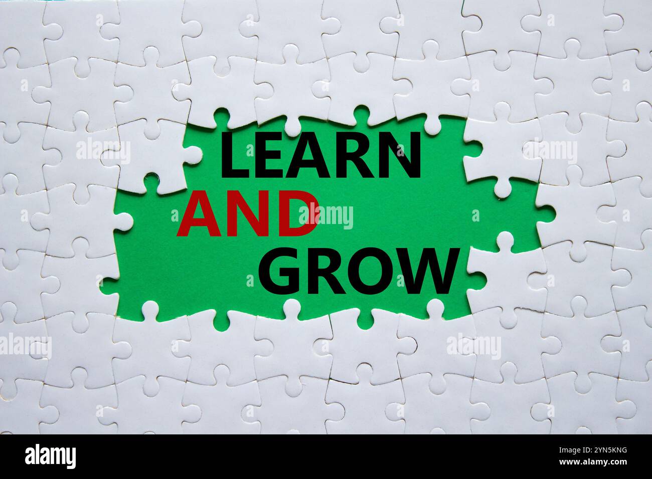 Learn and grow symbol. Concept words Learn and grow on white puzzle ...