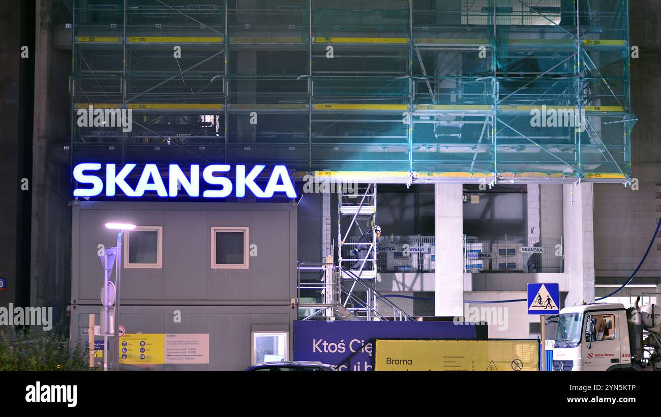 Warsaw, Poland. 21 November 2024. The inscription on the Skanska ...