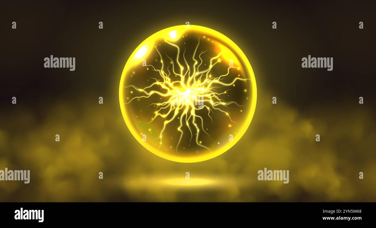 Crystal magic ball, mystic prophecy orb with lightning inside Stock ...