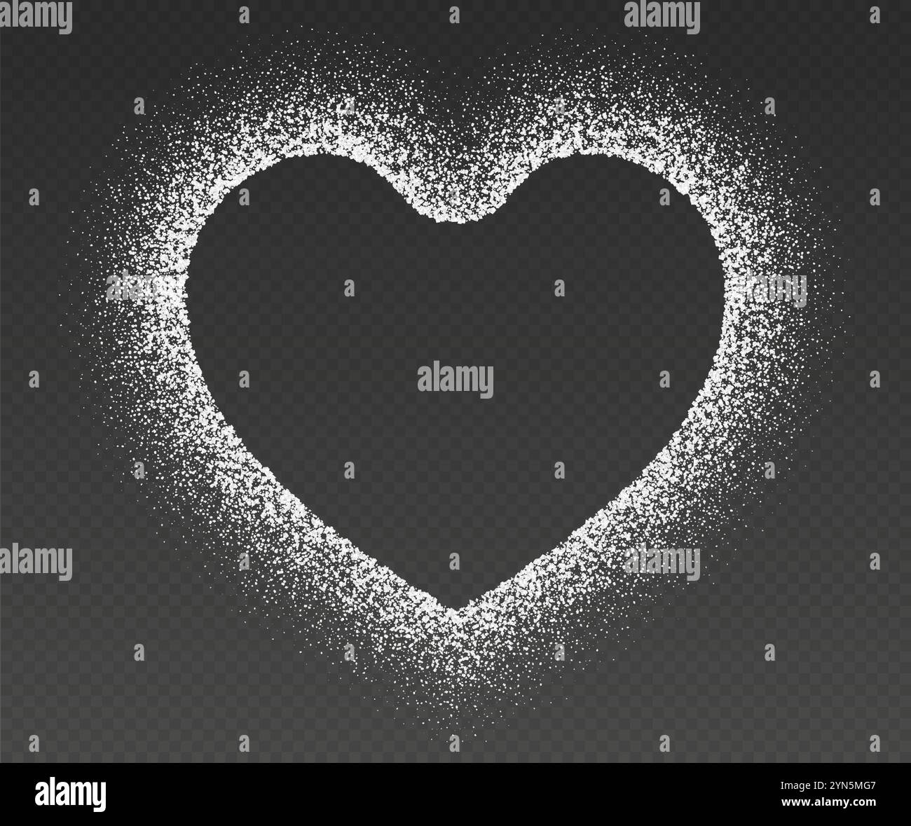 Salt frame, sugar powder border, flour powder in heart shape Stock ...