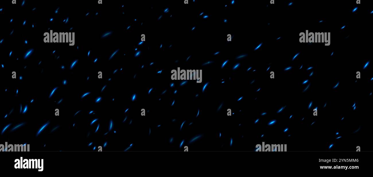 Blue fire sparks, abstract glowing embers, heat sparkles, flying flame ...