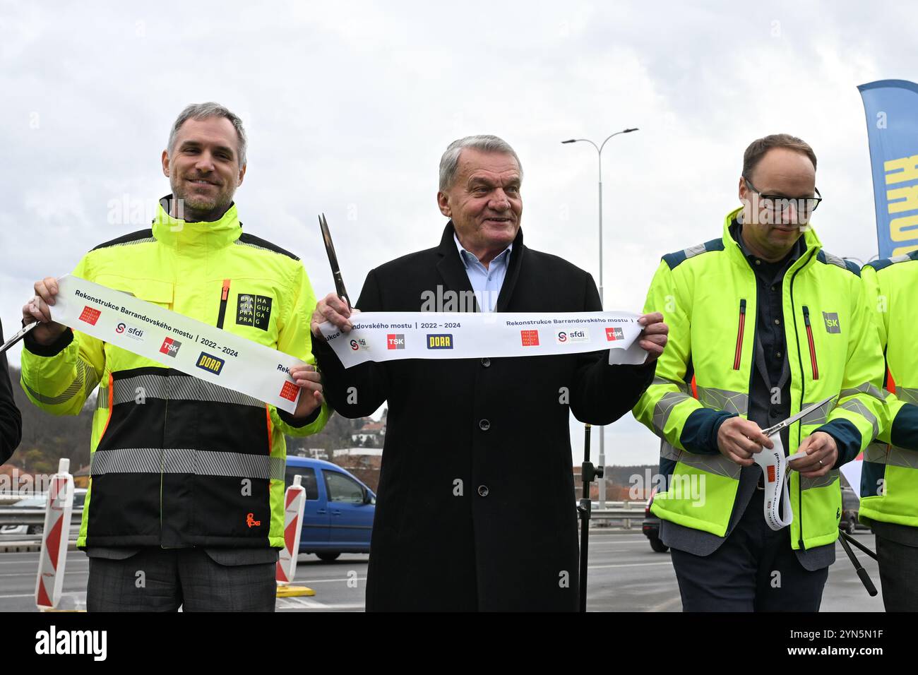 Repairs of the Czech Republic's busiest Prague's Barrandov Bridge in ...