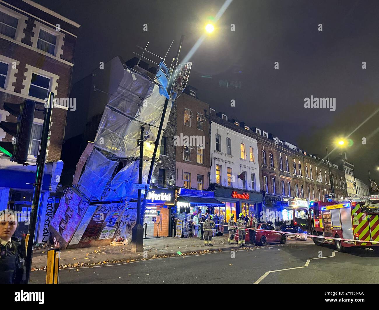 Emergency services at the scene of a scaffolding collapse on Bethnal ...