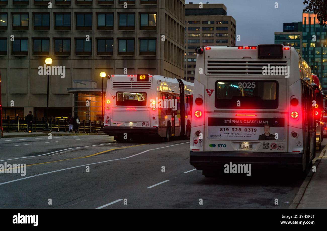 STO and OCTranspo buses on Mackenzie King Bridge, Ottawa, Ontario ...