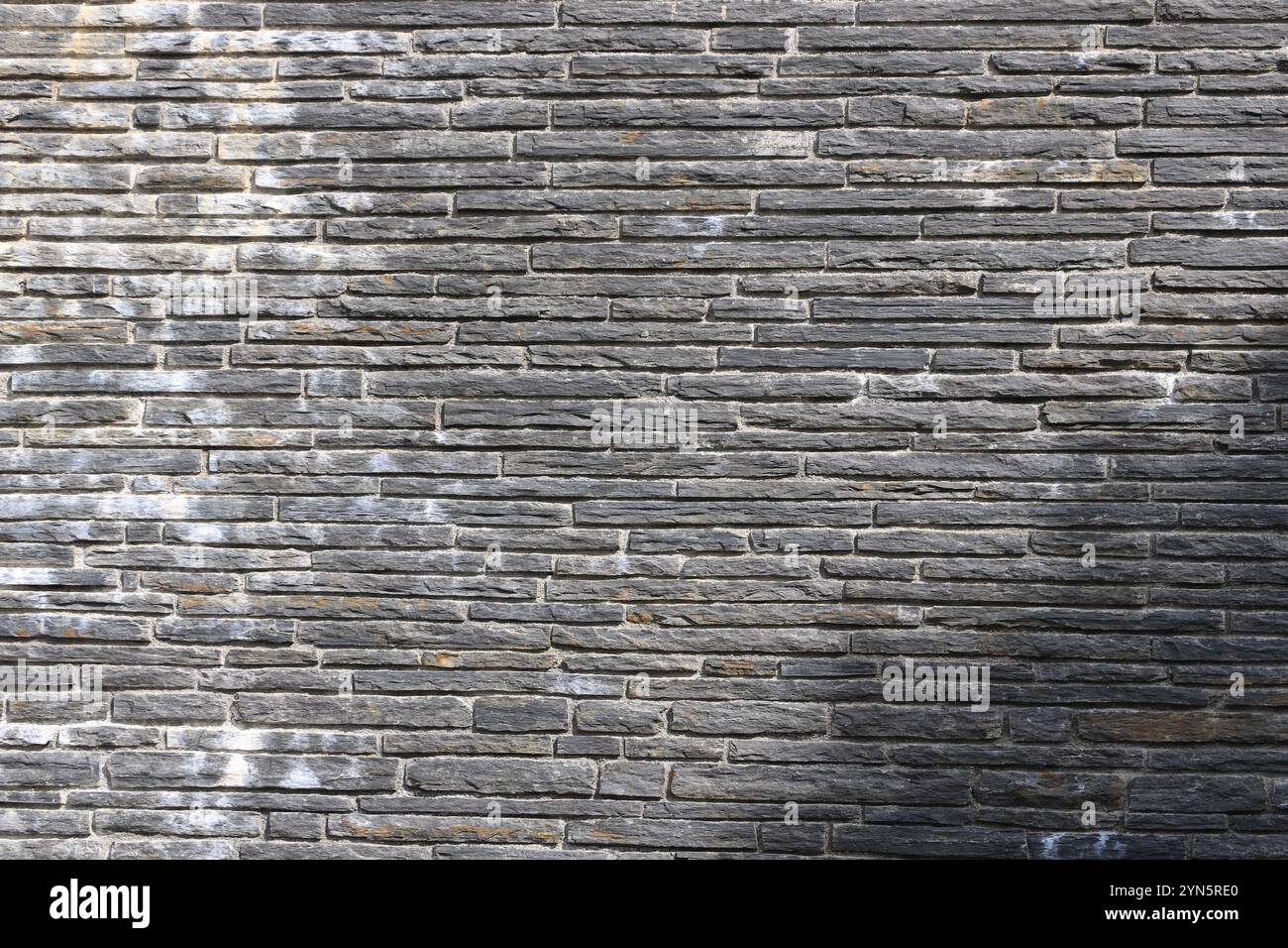 a Stacked stone brick wall. Stone cladding wall made of natural grey ...