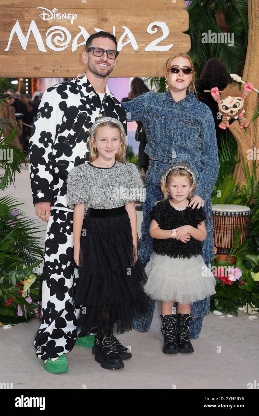 James Collins and Holly Cooper arriving for the UK premiere of Moana 2 ...