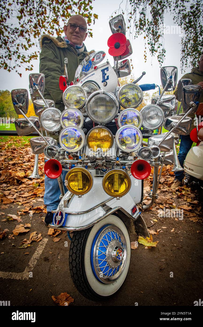 Headlights decorate mods' scooters on the Ride of Remembrance for mods ...
