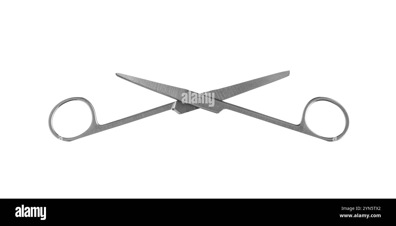 Stainless steel scissors isolated on white Stock Photo - Alamy