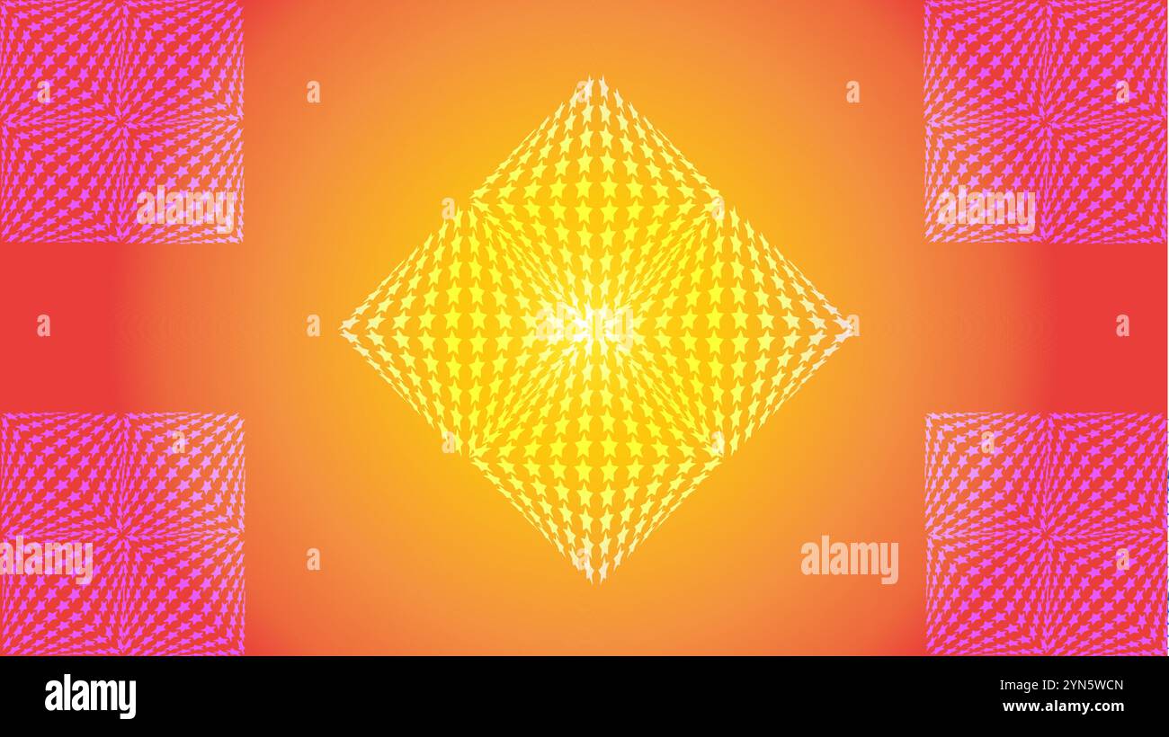 Abstract orange yellow background with stars pattern design on four ...