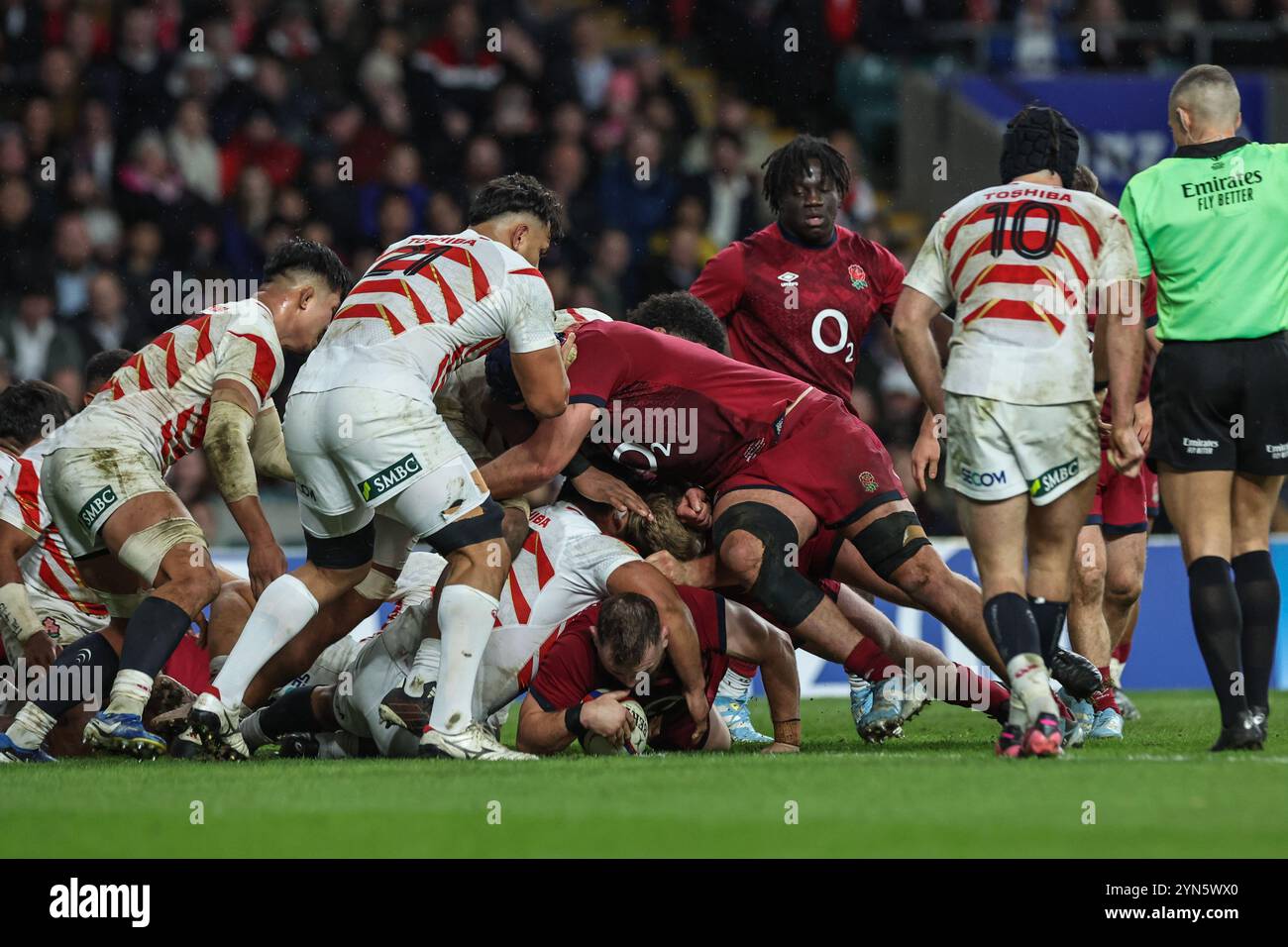 Luke Cowan-Dickie of England goes over for a try during the Autumn ...