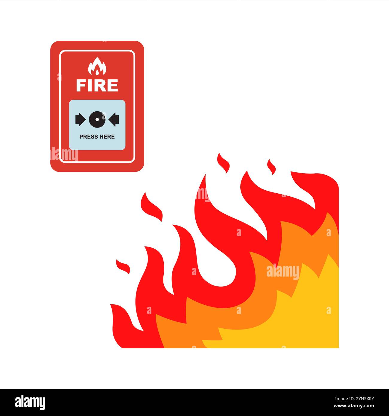 Fire alarm and open flame in the building. Fire safety Stock Vector ...