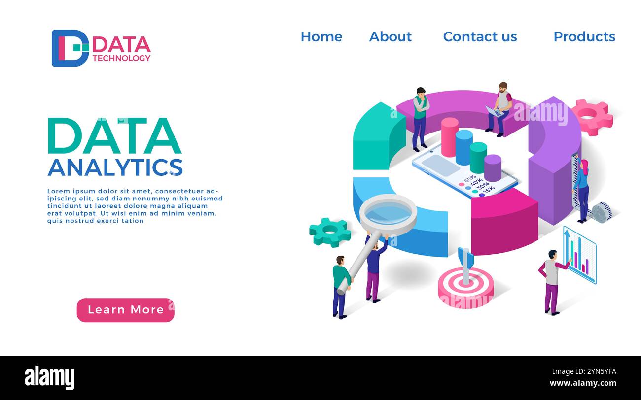 People work. Data analytics landing page. Business infographic. Digital ...