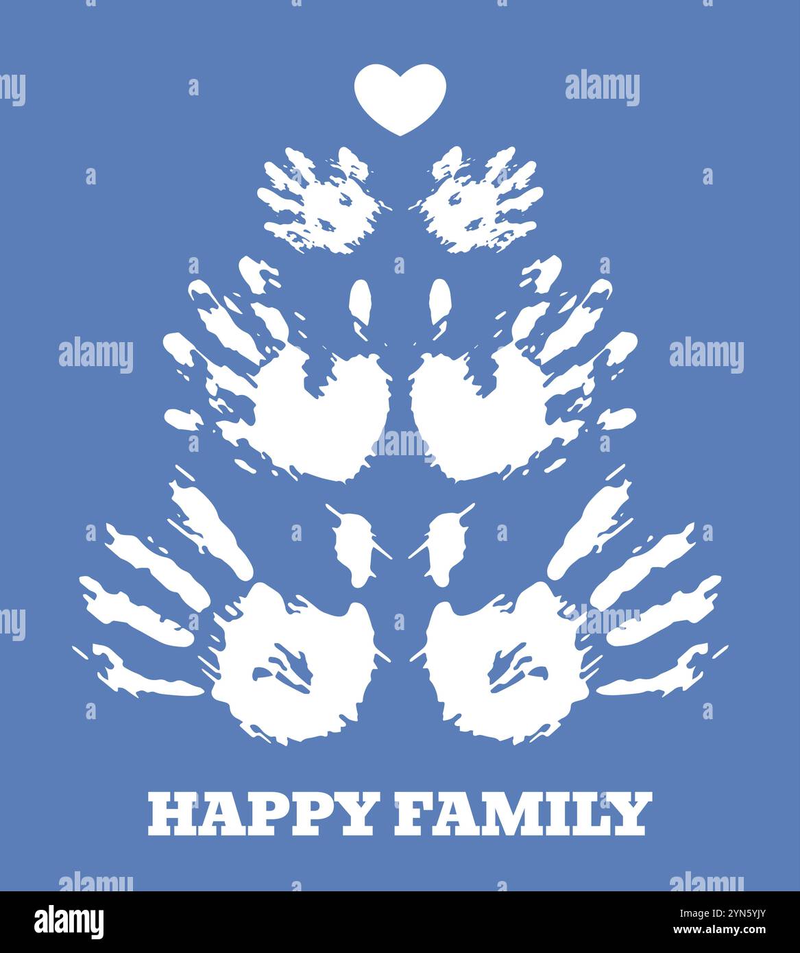 Hands print. Happy family. Parents together with child. Palms paint ...