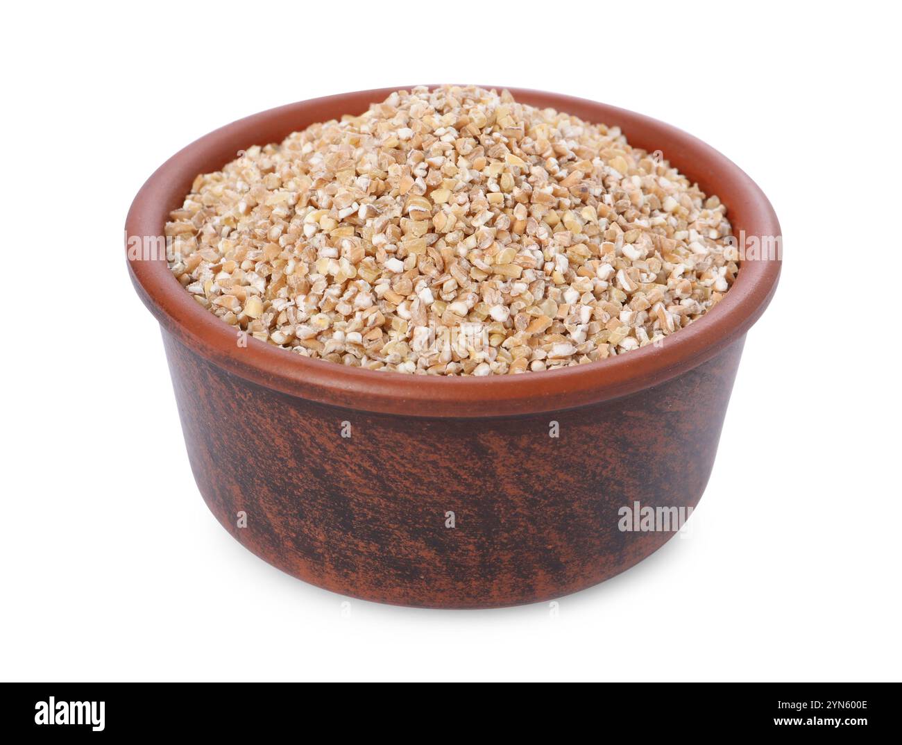 Dry wheat groats in bowl isolated on white Stock Photo - Alamy