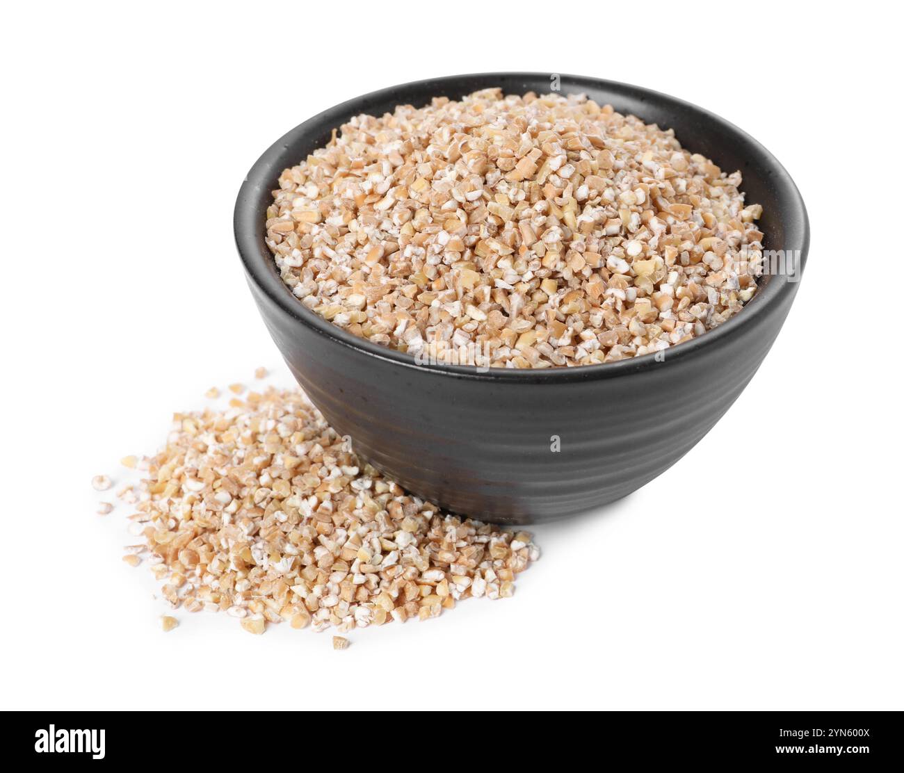 Dry wheat groats in bowl isolated on white Stock Photo - Alamy