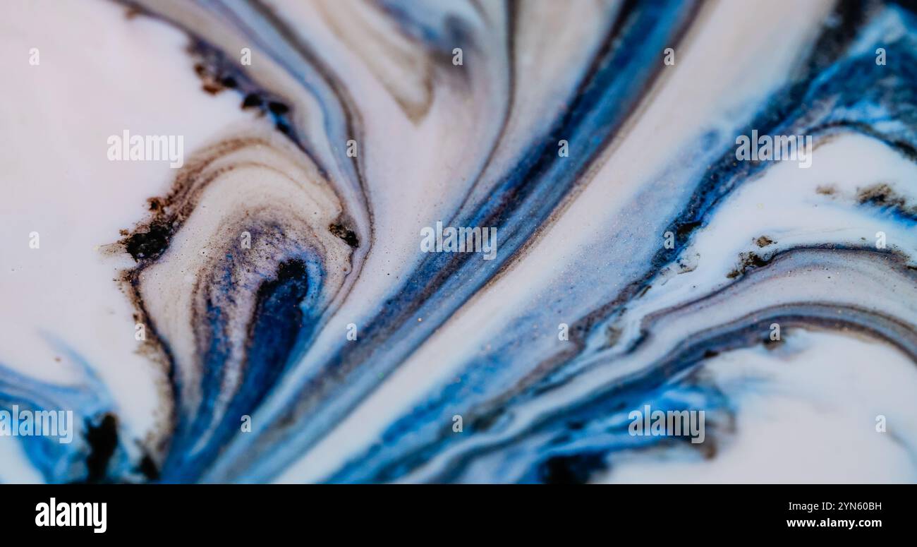 Acrylic overflow. Wave paint. Light stream with dark spots gold glitter ...