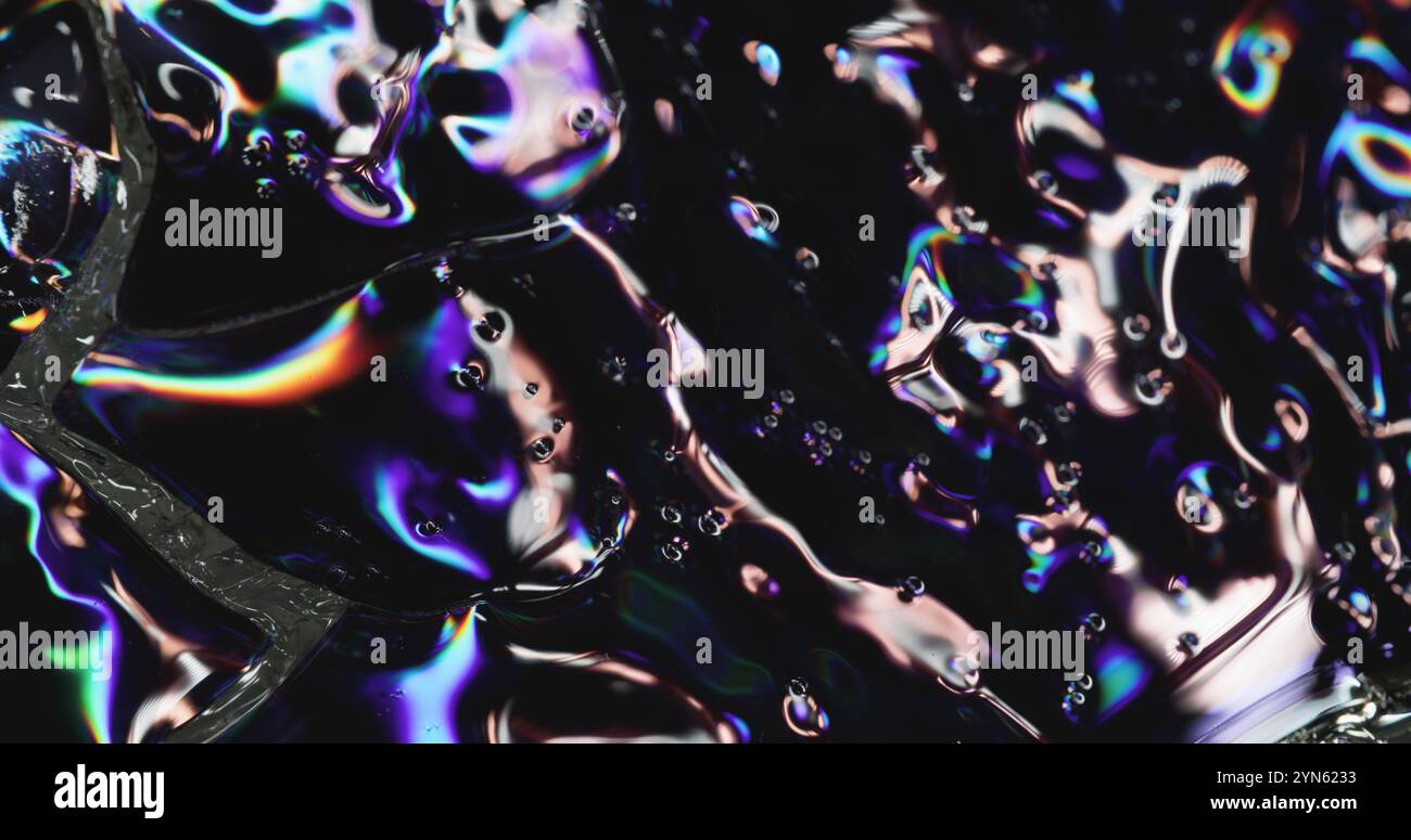 Petrol texture. Rainbow flows. Spectral shade uneven glance surface ...