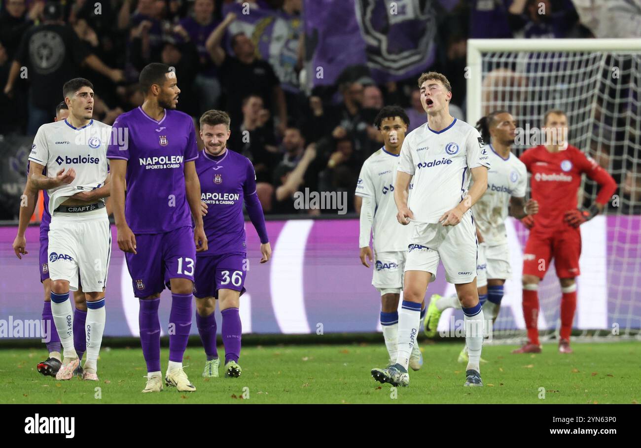 Brussels, Belgium. 24th Nov, 2024. Gent's Mathias Delorge looks ...