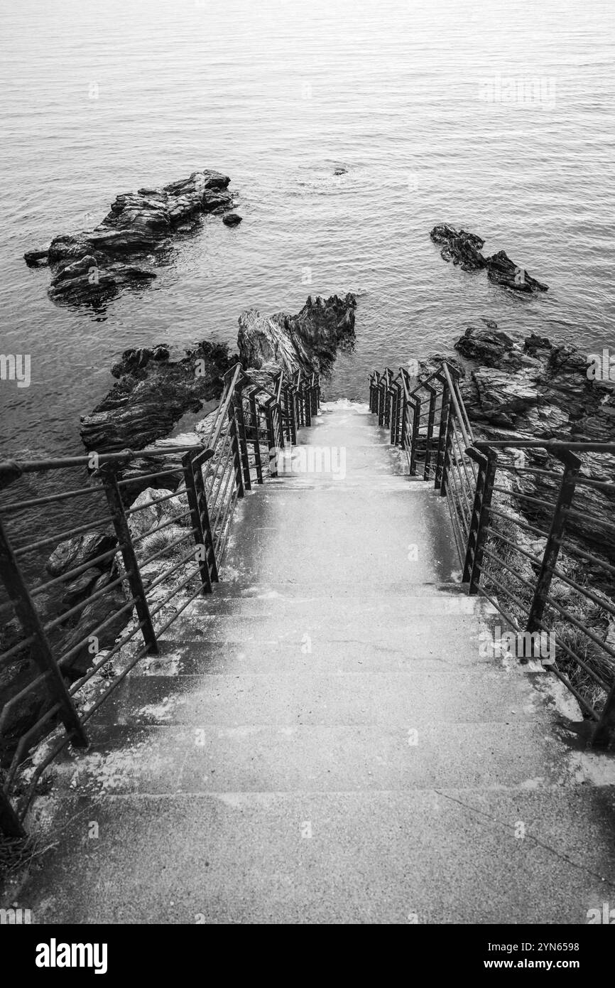 Waves on coast near Black and White Stock Photos & Images - Alamy