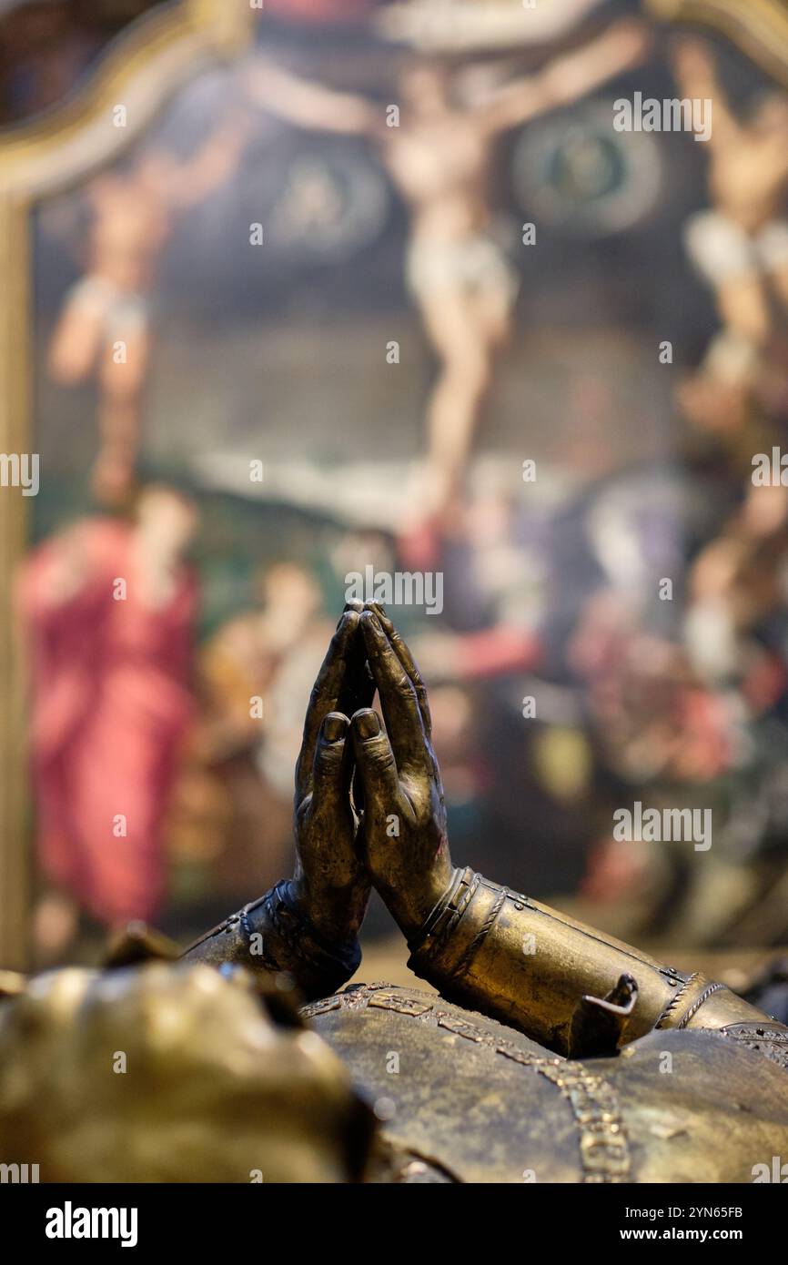 Tomb of Charles the Bold in front of a painting of the Crucifixion in ...