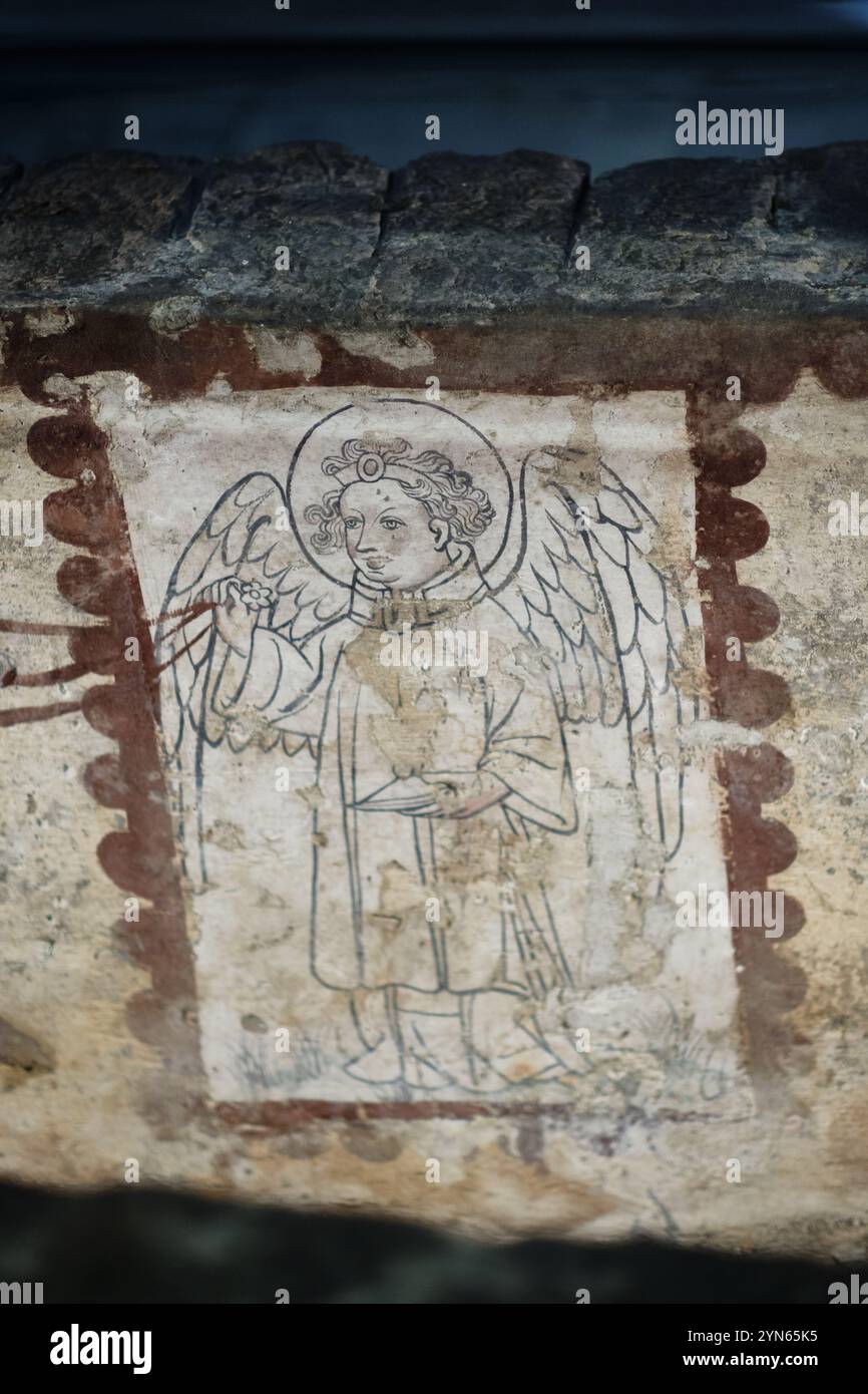 14th Century painting of an angel in a burial vault in the Church of ...