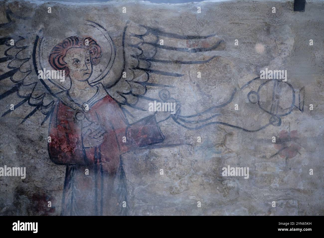 14th Century painting of an angel in a burial vault in the Church of ...