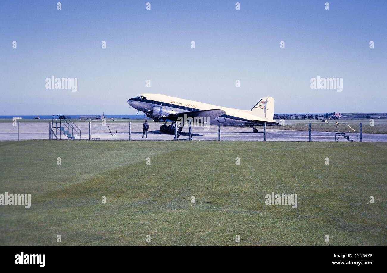 Historical photo of a British United Airways aeroplane on the tarmac ...