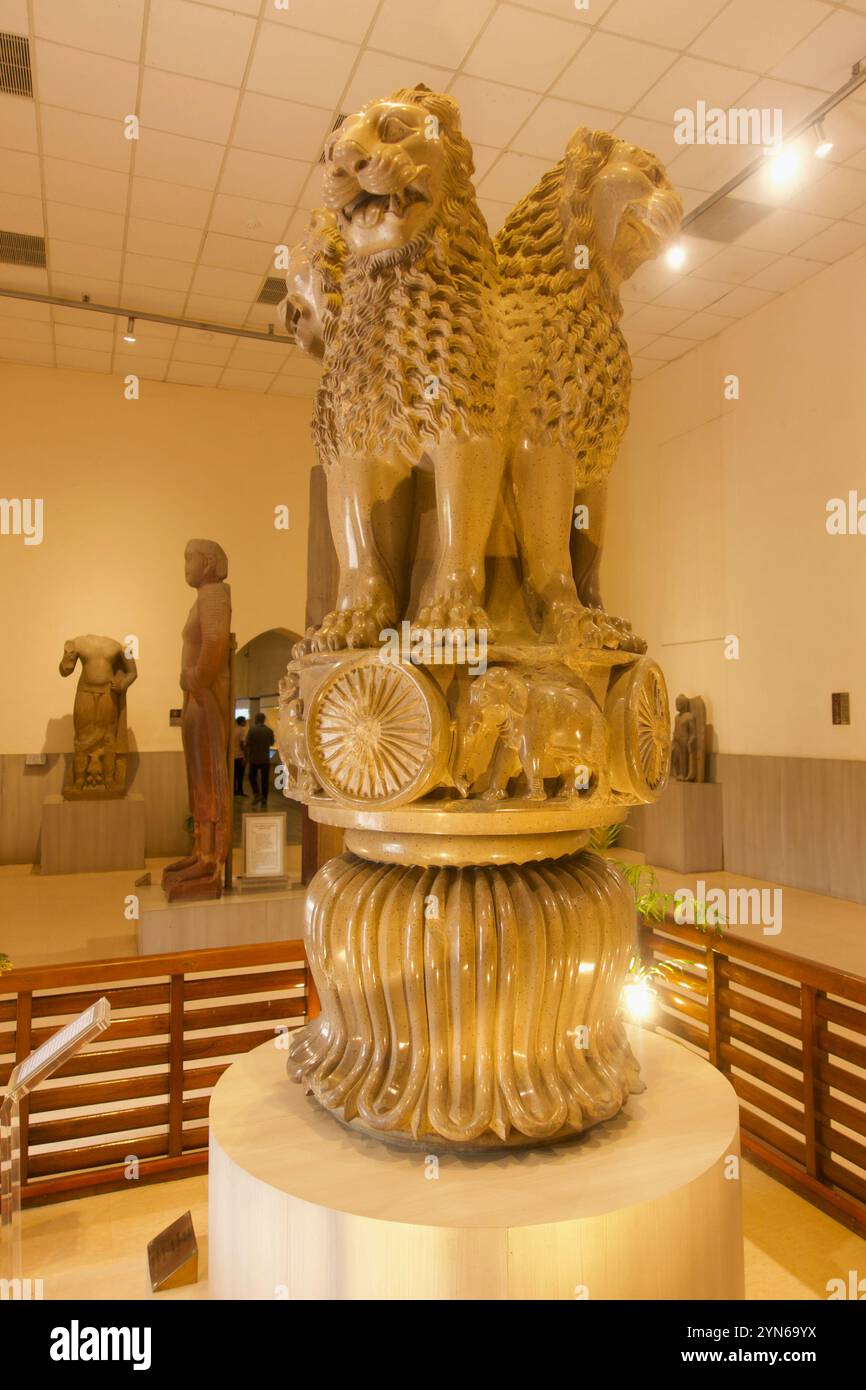 Lion Capital of Ashoka: pillar column of four Asiatic lions (Indian ...