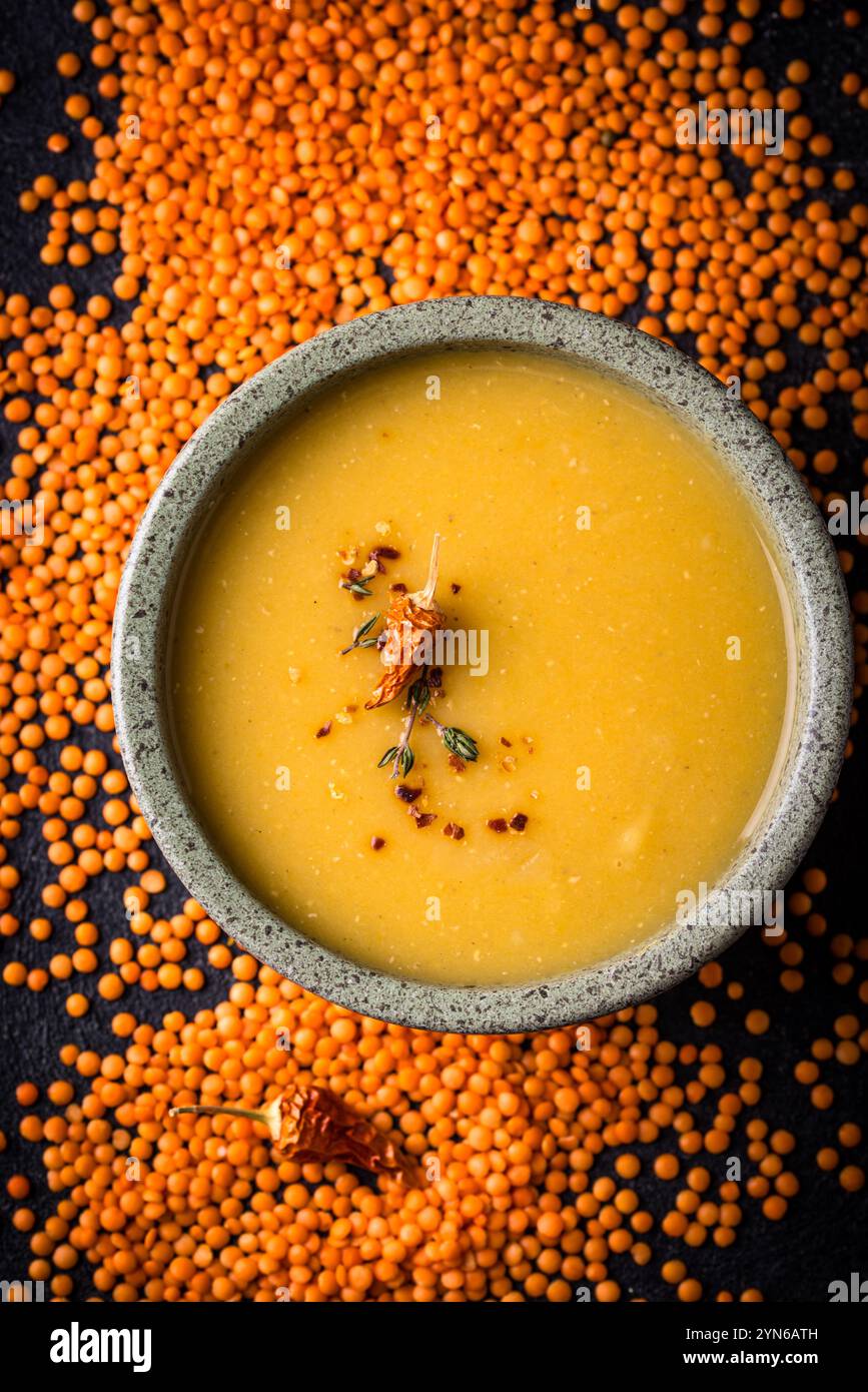Healthy vegan lentil cream soup Stock Photo - Alamy