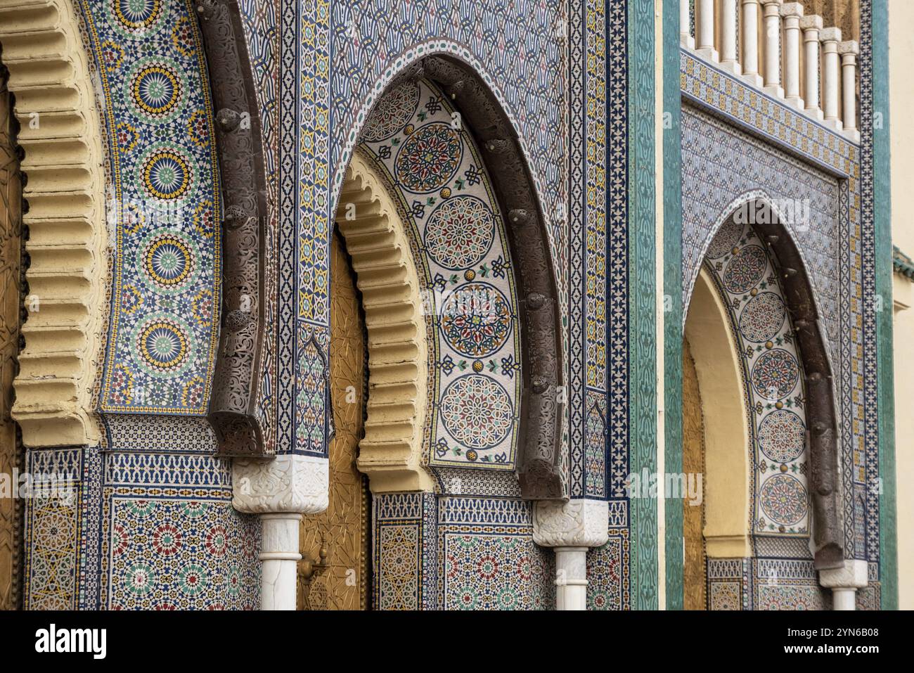Famous golden main entrance of the Royal Palace in Fes, Morocco, Africa ...