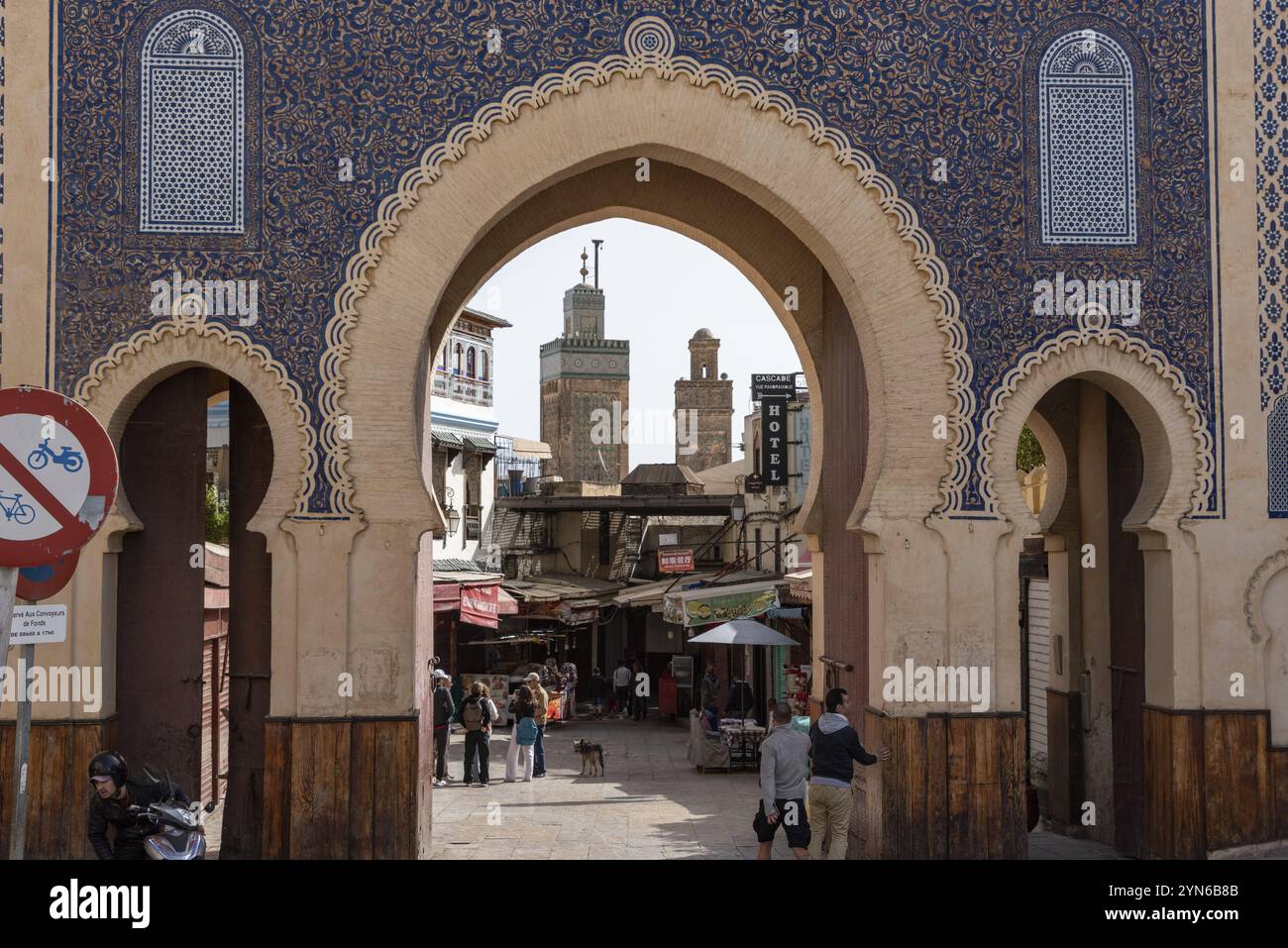 Famous town gate Bab Boujloud in the medina of Fes, Morocco, Africa ...