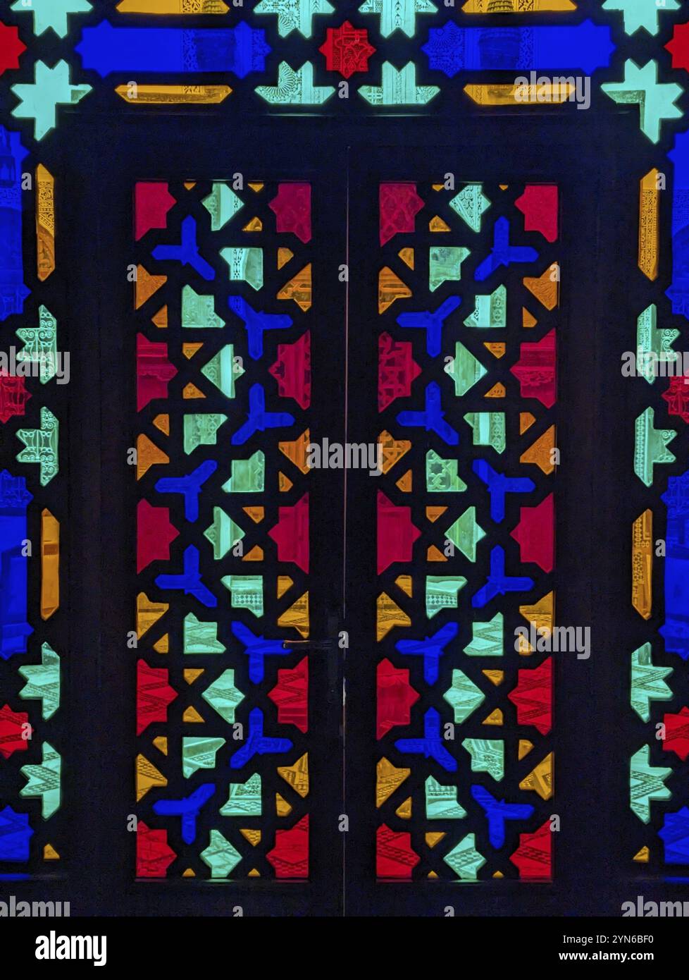 Traditional window mosaic in an oriental Moroccan palais Stock Photo ...
