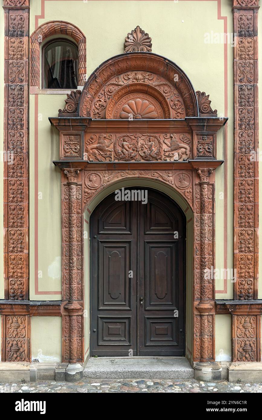 Entrance door in the Italian Renaissance style from 1555, in the inner ...