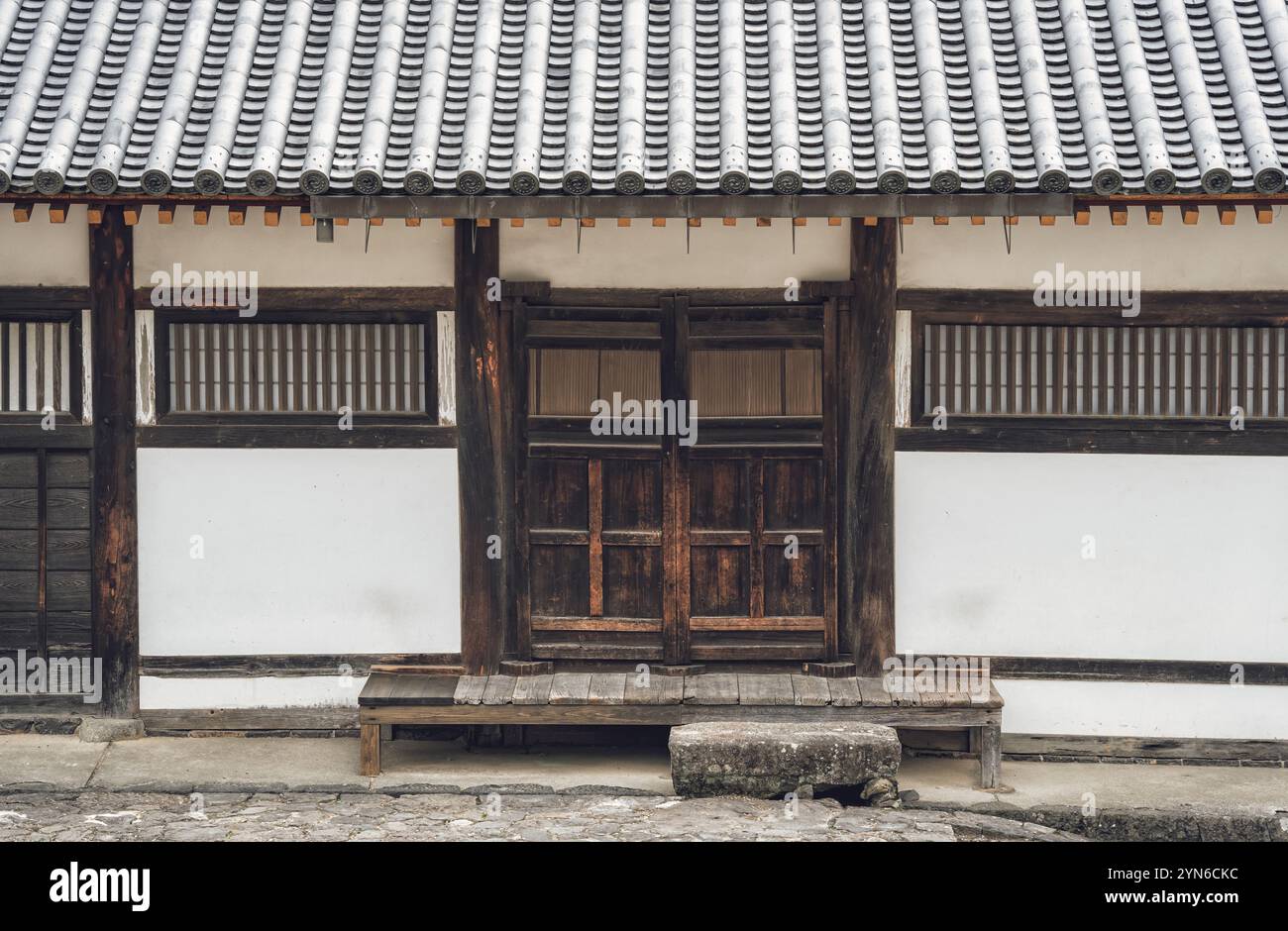 Medieval traditional Japanese architecture. Facade of a house with ...