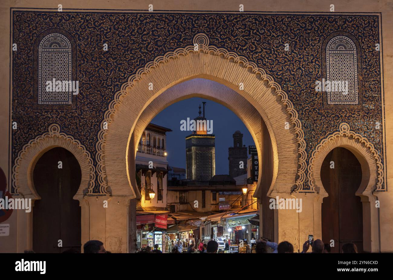 Famous town gate Bab Boujloud in the medina of Fes, Morocco, Africa ...