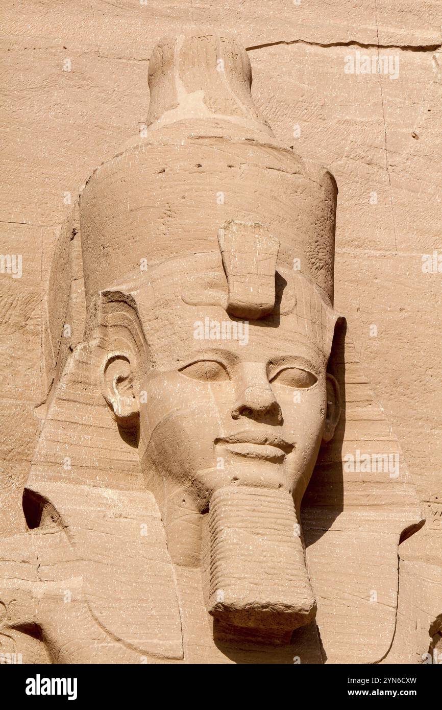 Portrait of Ramesses II statue at Abu Simbel temple, Egypt, Africa ...
