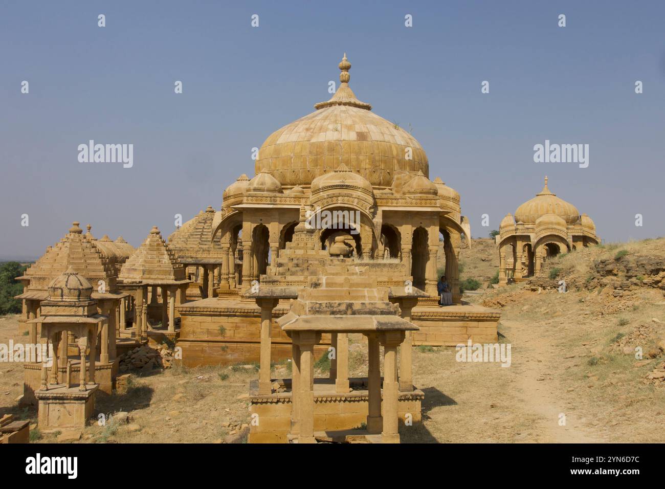Stone chhatri memorial cenotaphs at Bada Bagh in Rajasthan Thar Desert ...