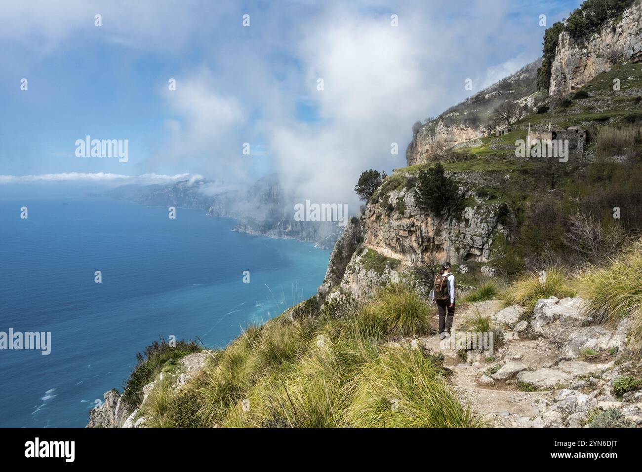 Hiking the famous path Sentiero degli Dei, the path of Gods at the ...