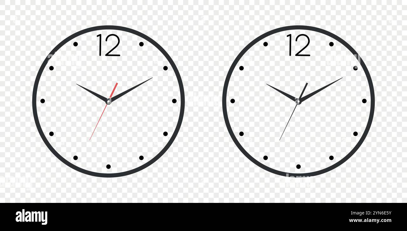 Vector Wall Office Clock Face Set. White and Black Dial and Clock Hands ...