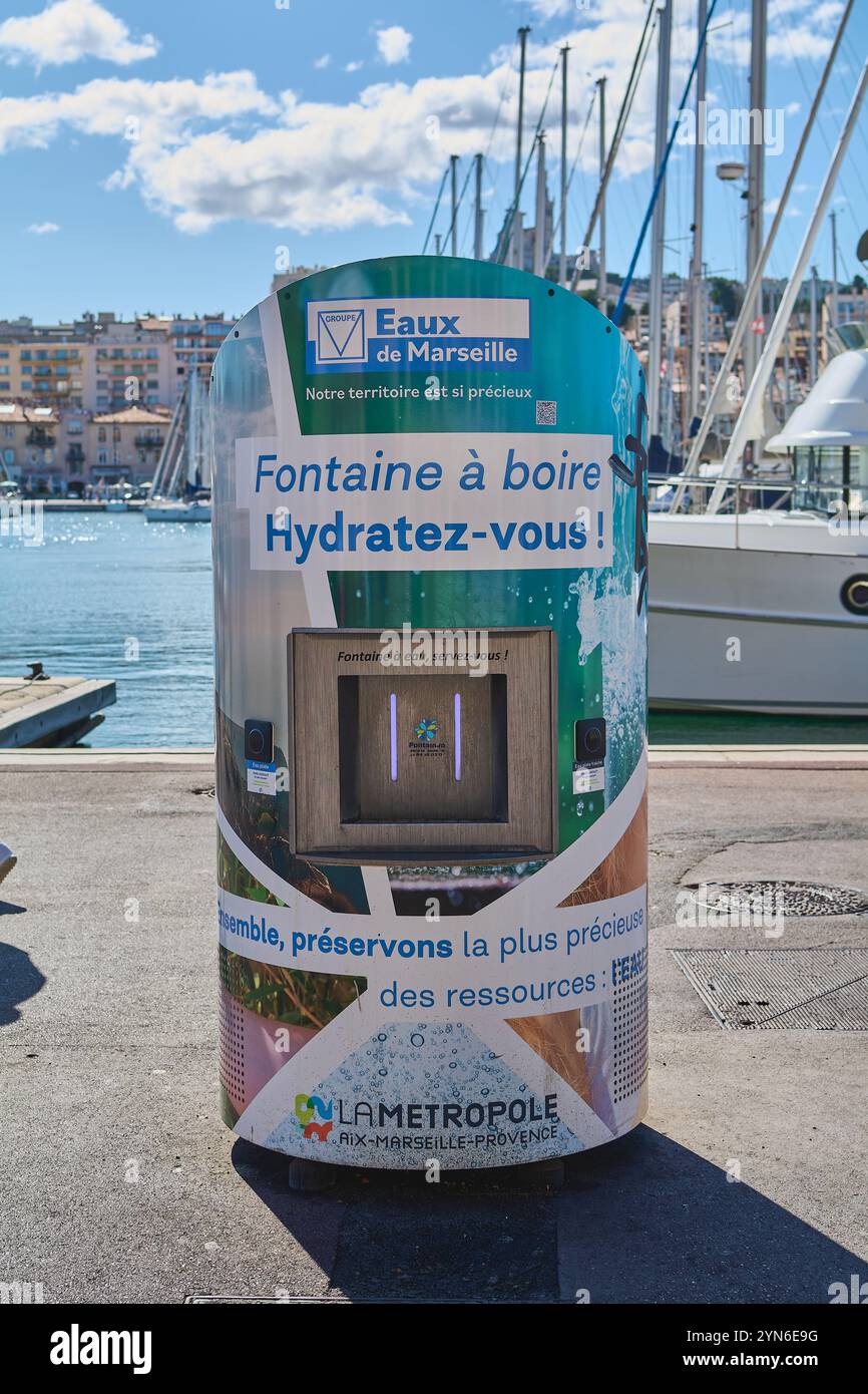 Marseille, France - November 24, 2024: Public water in Marseille ...